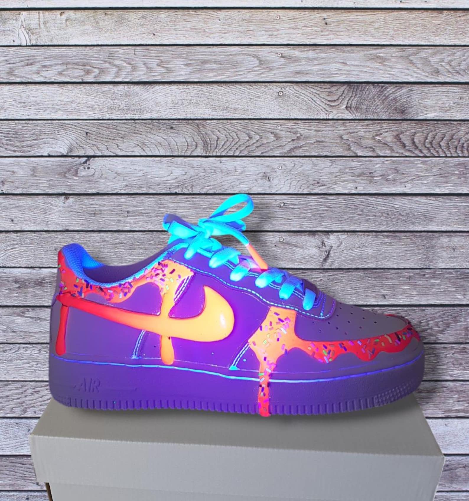 Custom Black White Drip Air Force 1 Sneaker, Custom Hand Painted Black ...