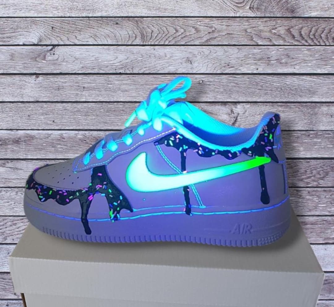 Custom Black White Drip Air Force 1 Sneaker, Custom Hand Painted Black ...