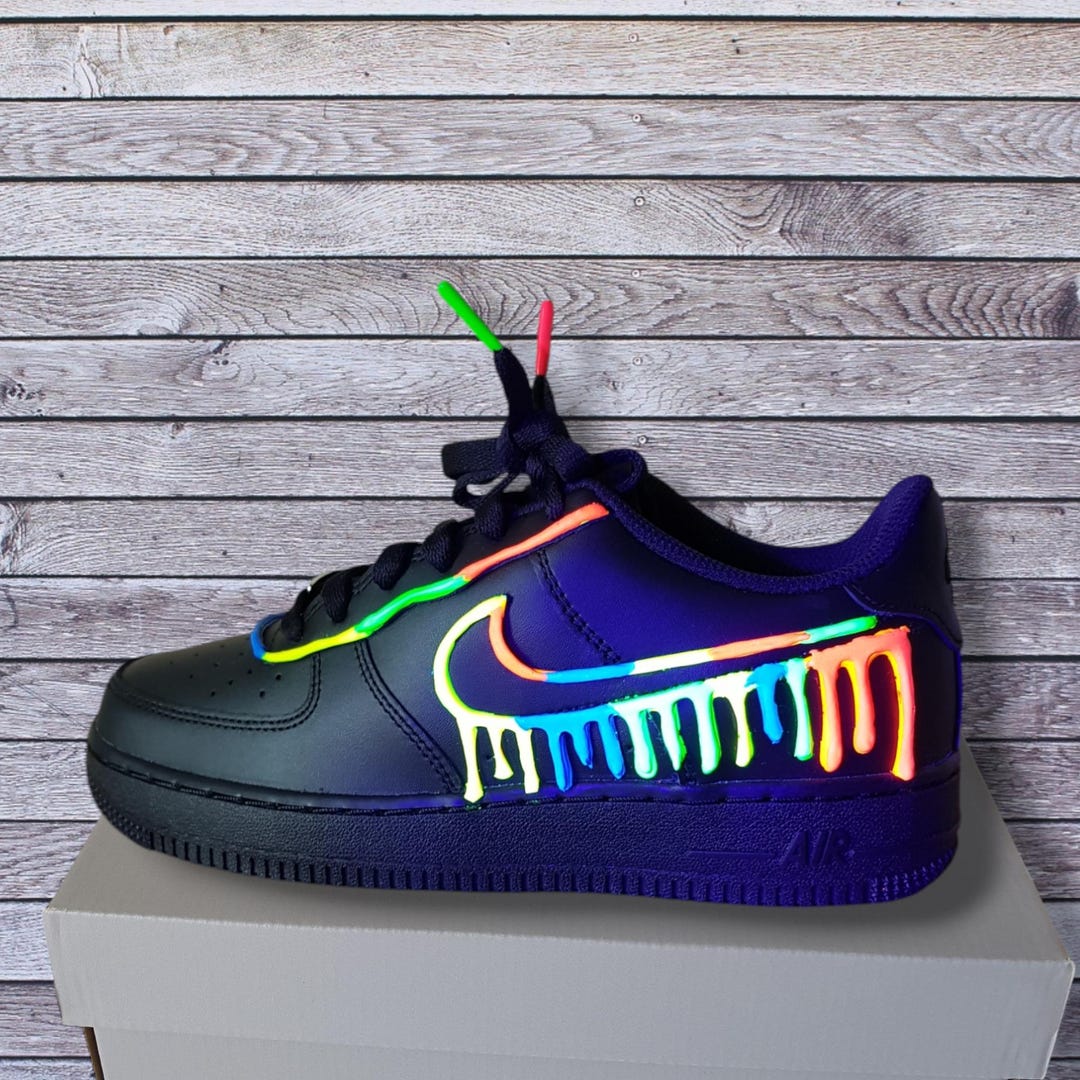 AF1 Custom Neon Drippy Air Force One 1 Glow in the Dark | Women's Shoes ...