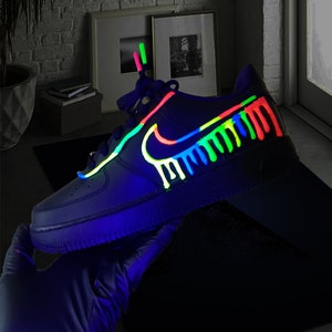 Drippy Custom Air Force One 1 Reflective Glow in the Dark Neon Women's ...
