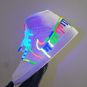 Custom Nike Air Jordan 1 Mid Drippy Neon Shoes Kids Wedding Shoes AJ1 ...