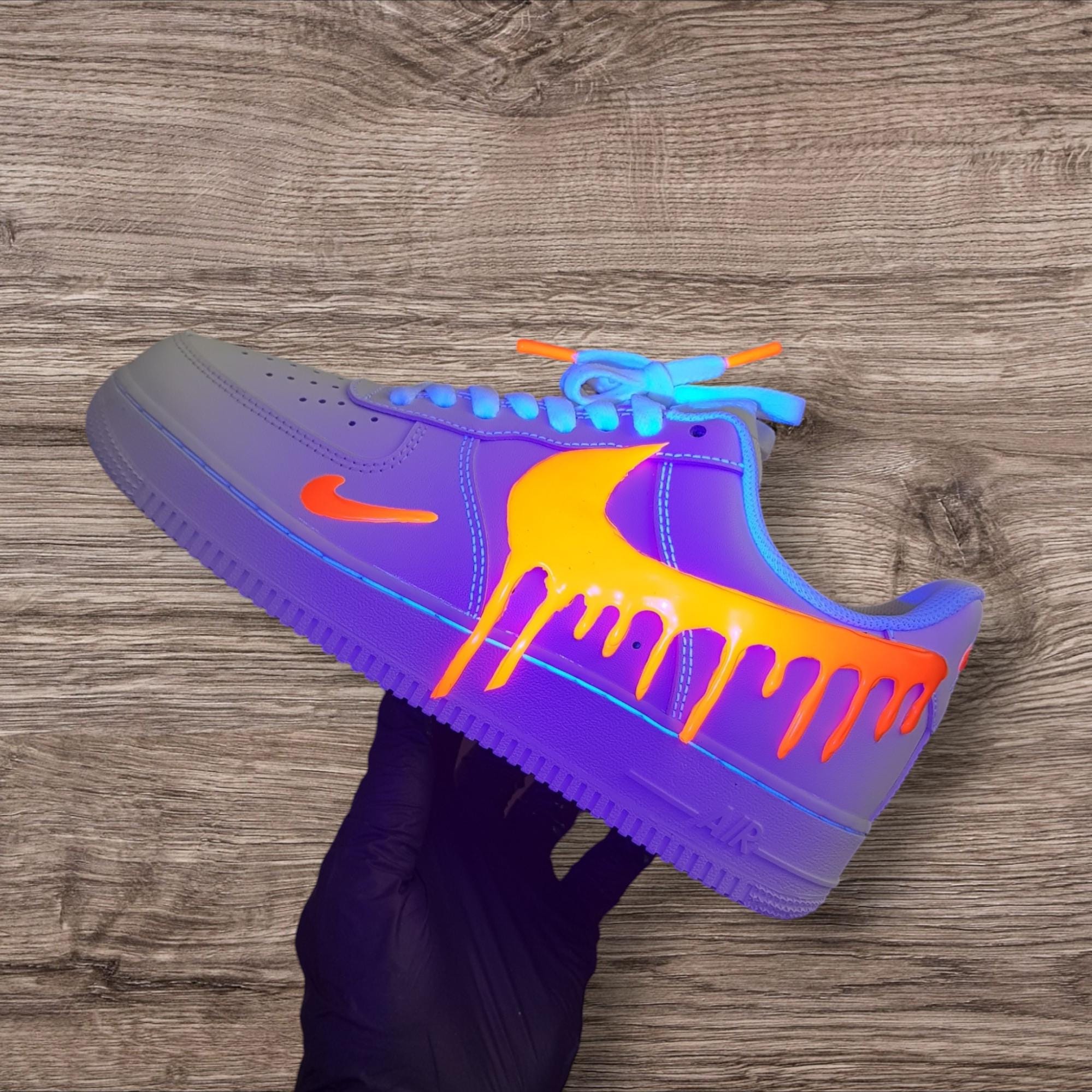 Custom Black White Drip Air Force 1 Sneaker, Custom Hand Painted Black ...