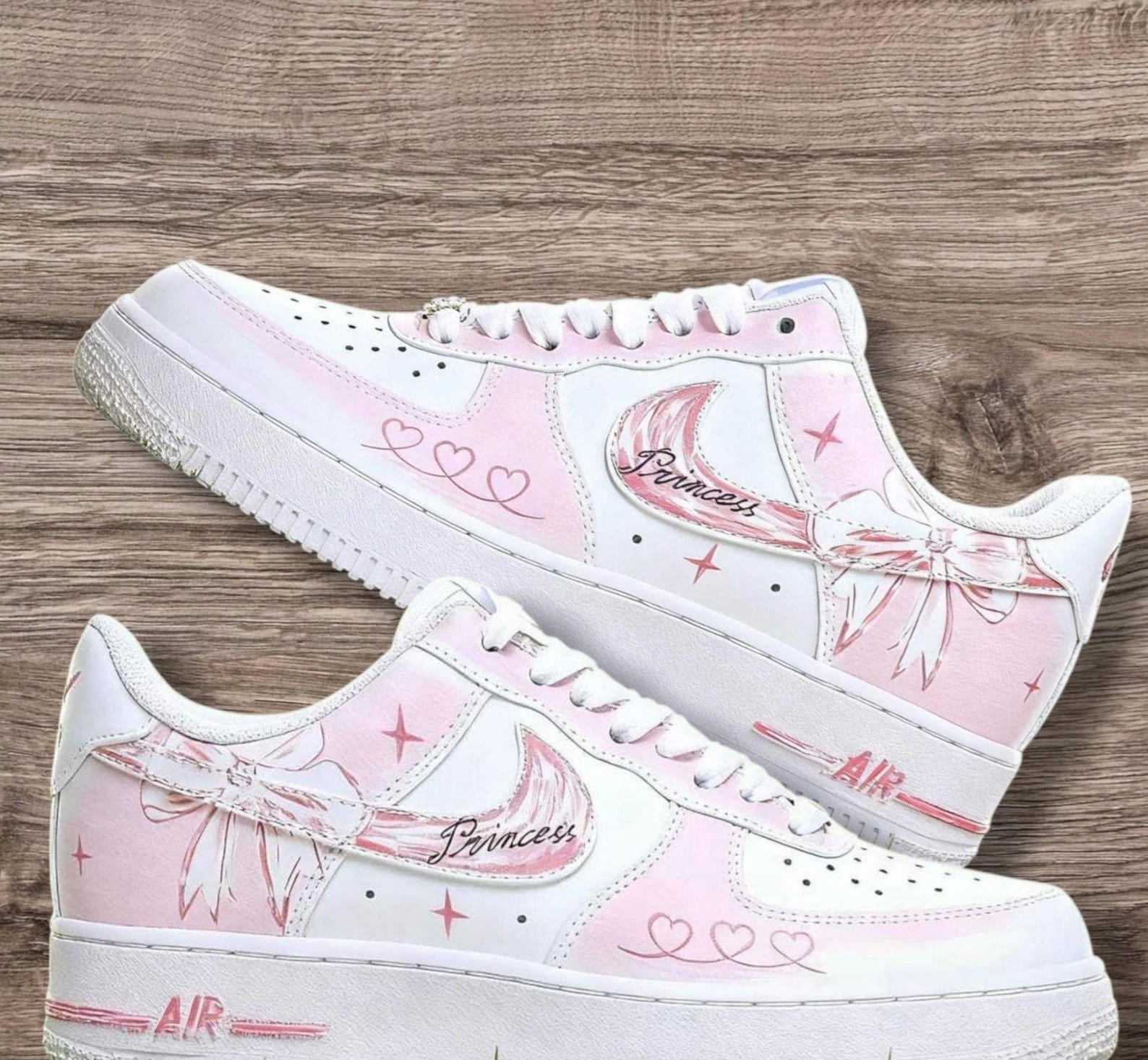 Custom Pink Bow Star Heart Air Force 1 | Hand Painted AF1 Sneakers ...