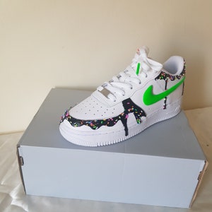 Custom Nike Air Force 1 Low, Drip Shoes , Glow in the Dark ,neon Women ...