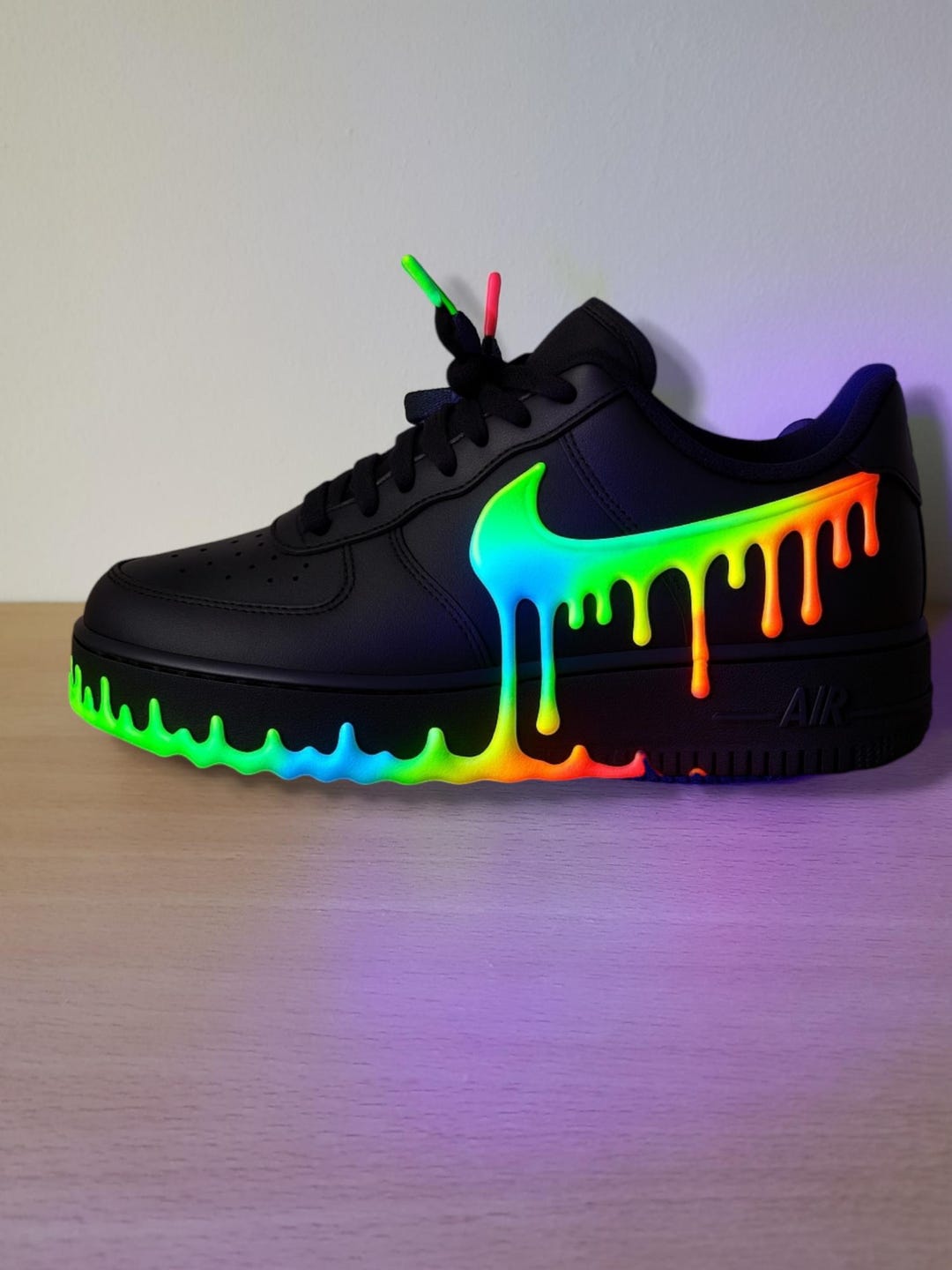 Custom Black Drip Air Force 1 Sneaker, Custom Hand Painted Black Drip ...