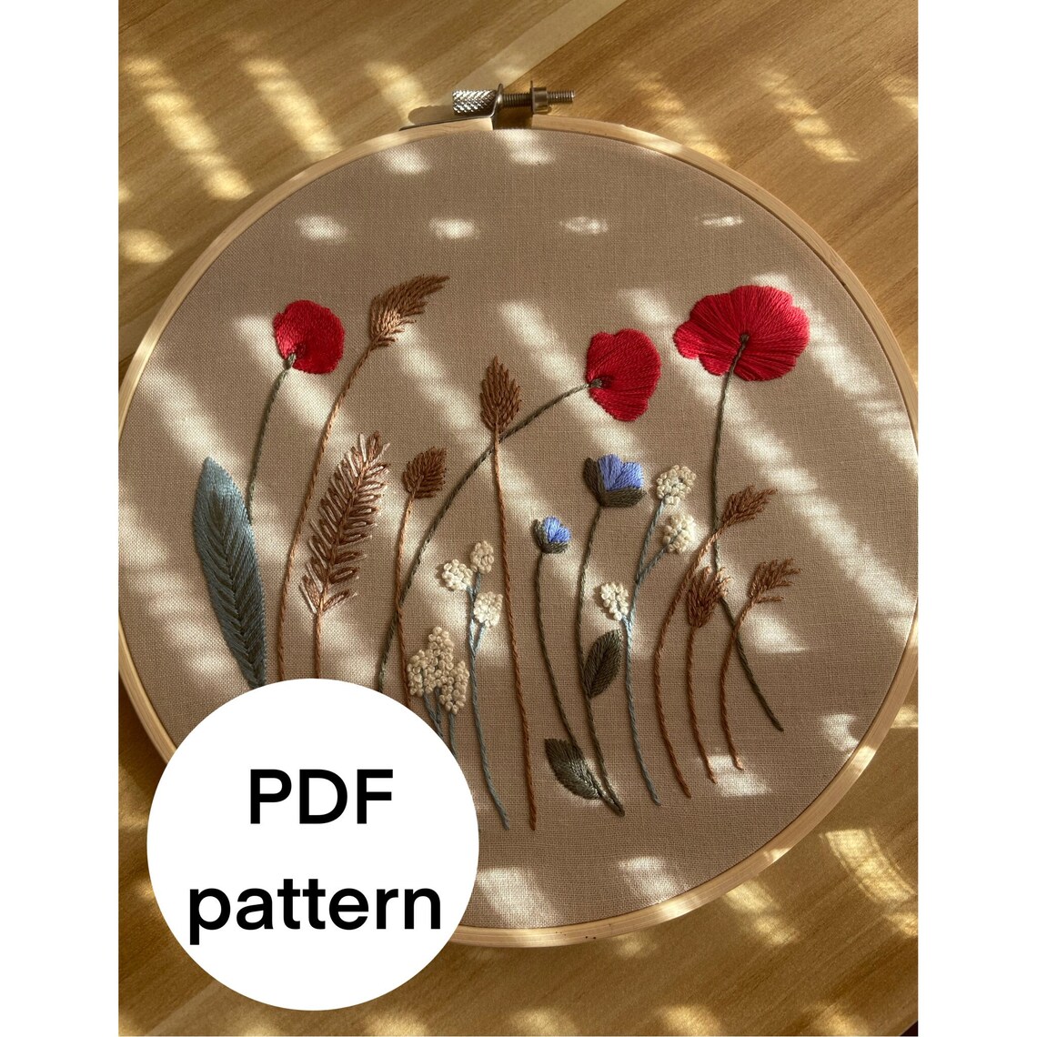 Poppy Flower Embroidery Pattern - Etsy