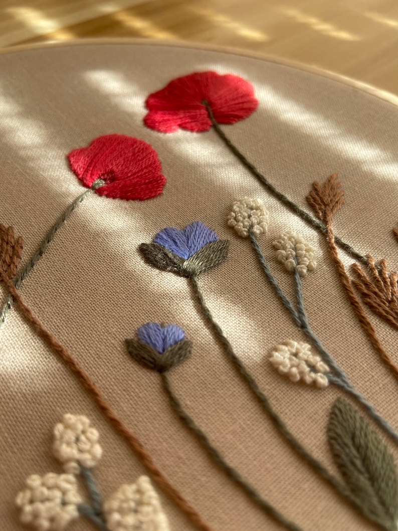 Poppy Flower Embroidery Pattern - Etsy
