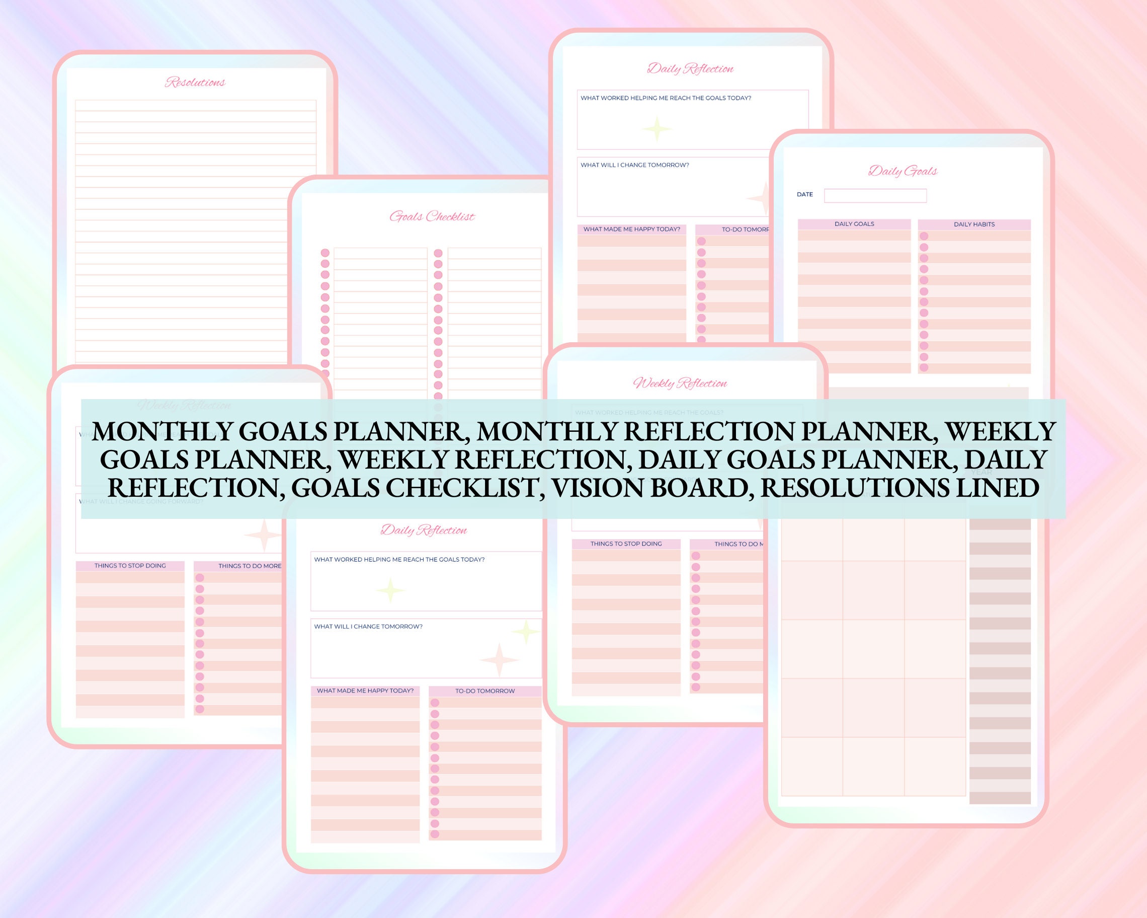 2023 New Year Resolutions Planner Template printable Plannerreflection ...
