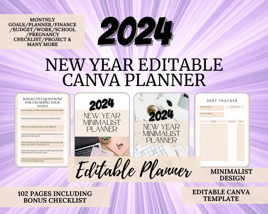 2024 New Year Editable Canva Planner Editable Planner PLR & Commercial ...