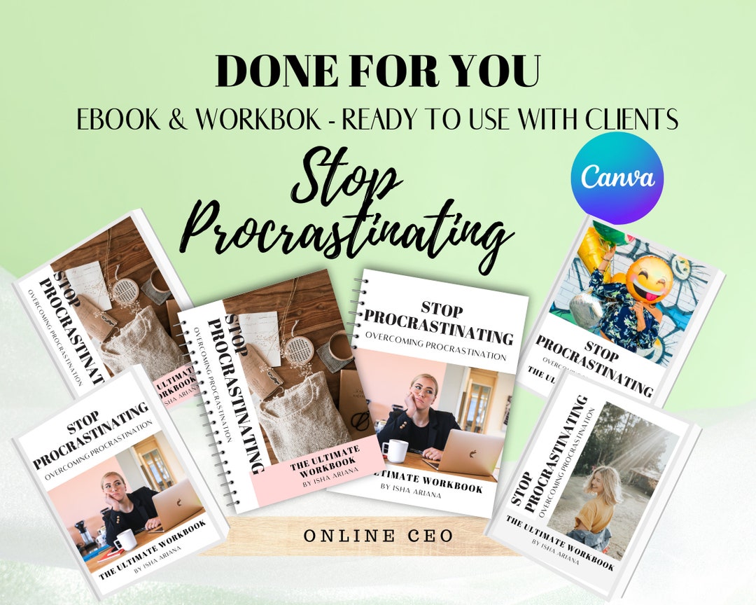 Stop Procrastinating Workbook life Coach Workbookeditable Canva Template coach Template lead ...
