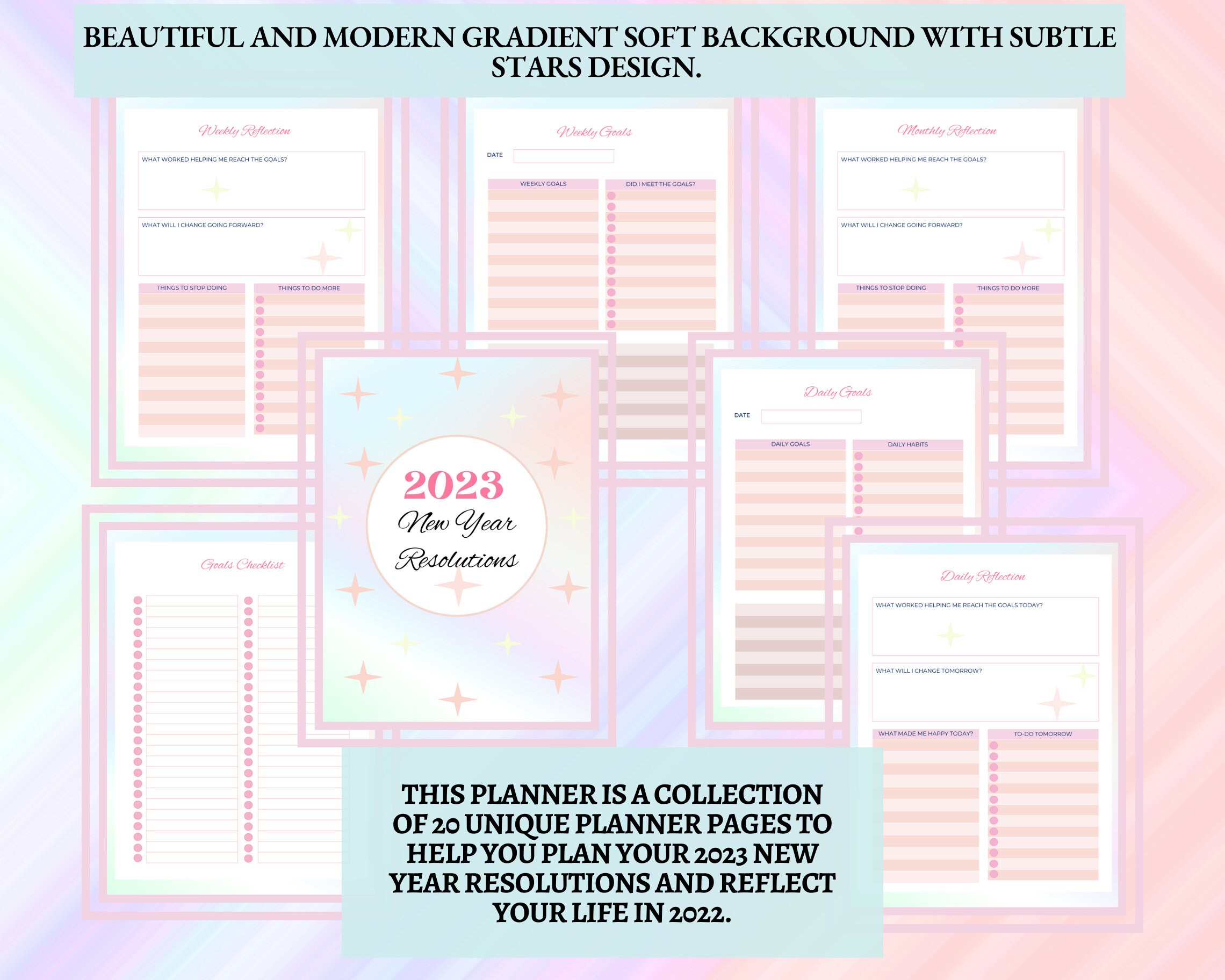 2023 New Year Resolutions Planner Template printable Plannerreflection ...