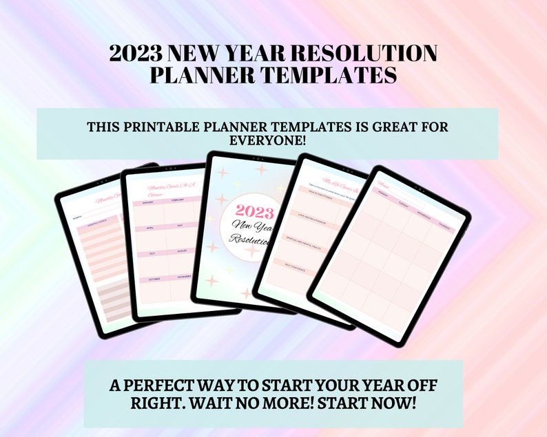 2023 New Year Resolutions Planner Template printable Plannerreflection ...