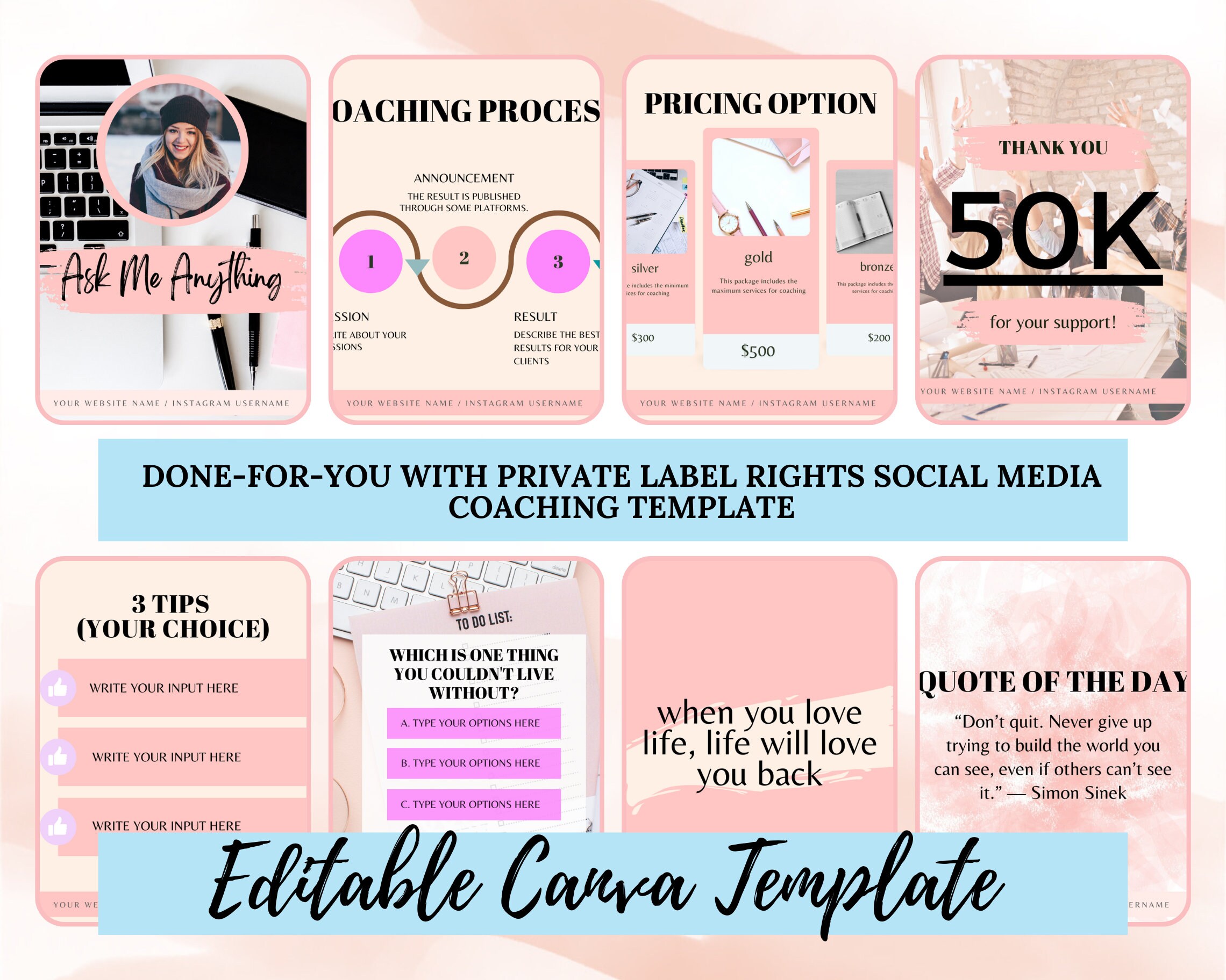 150 Coaching Template Social Media Post Template PLR Templatelead ...