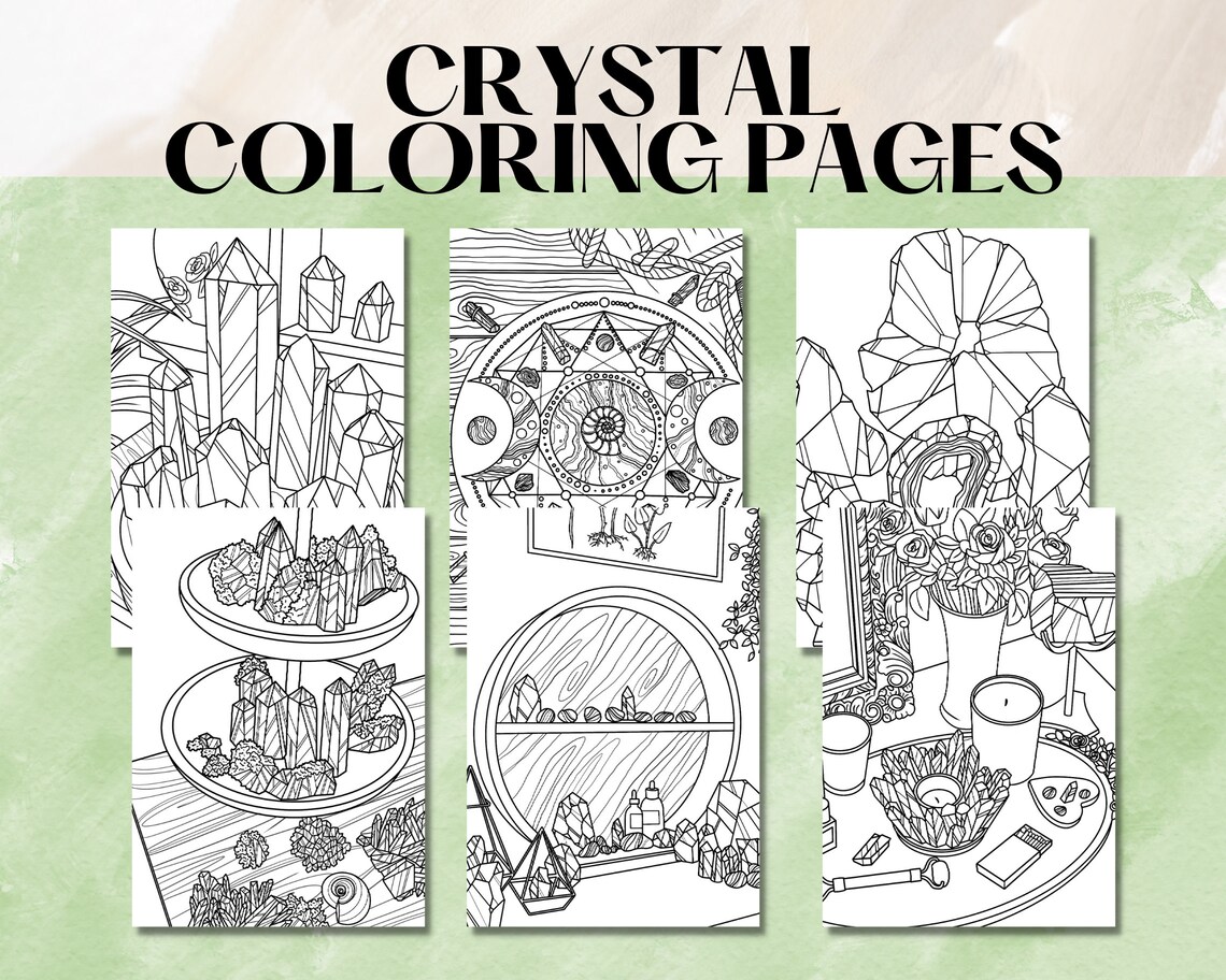 Crystal Coloring Pages for Adults Instant Digital Download 30 Printable ...