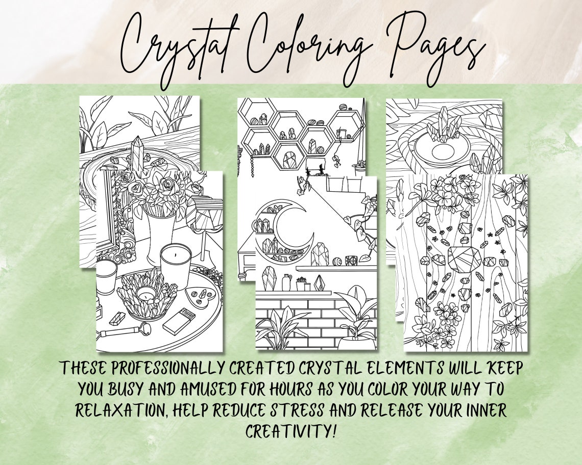 Crystal Coloring Pages for Adults Instant Digital Download 30 Printable ...
