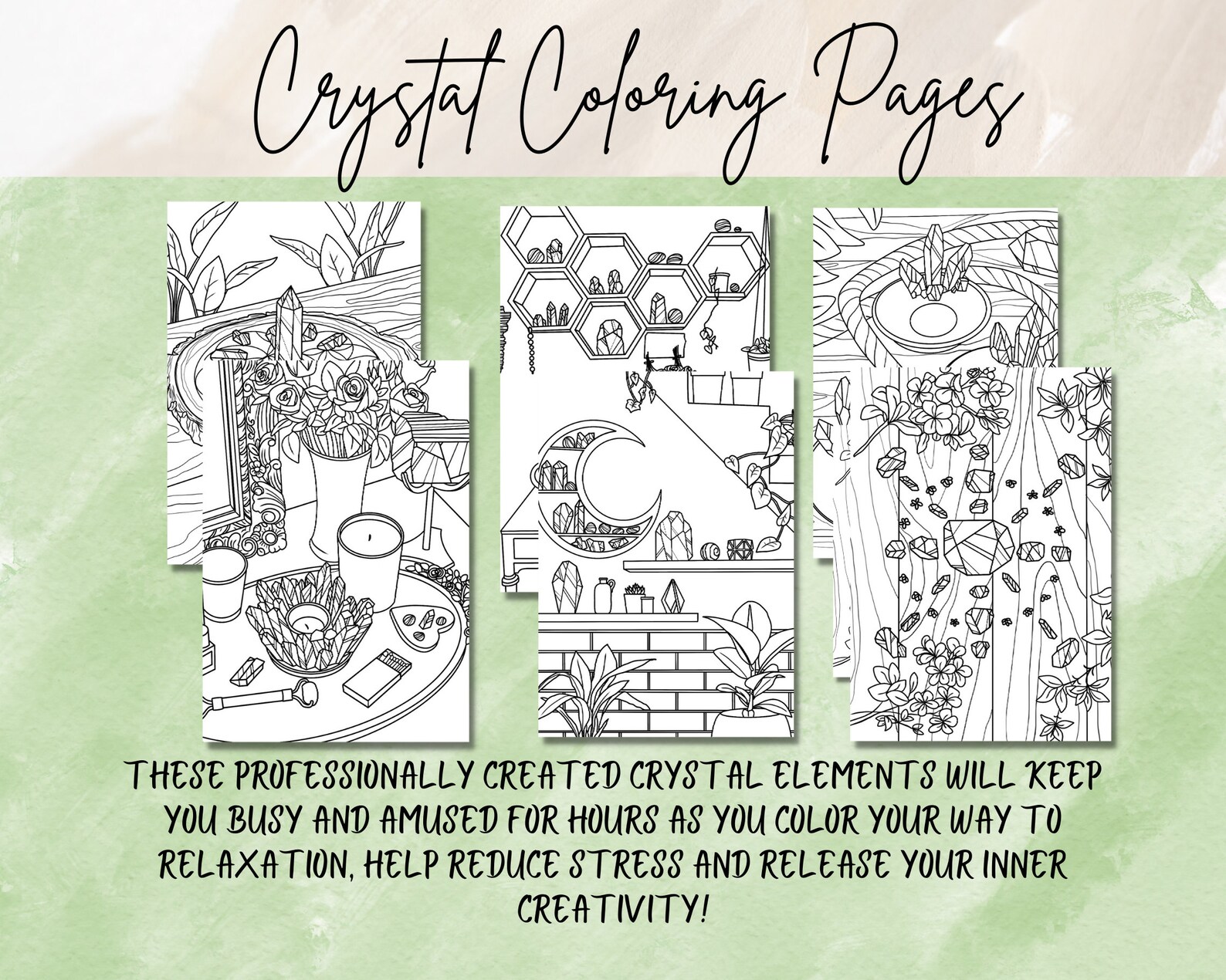 Crystal Coloring Pages for Adults Instant Digital Download 30 Printable ...