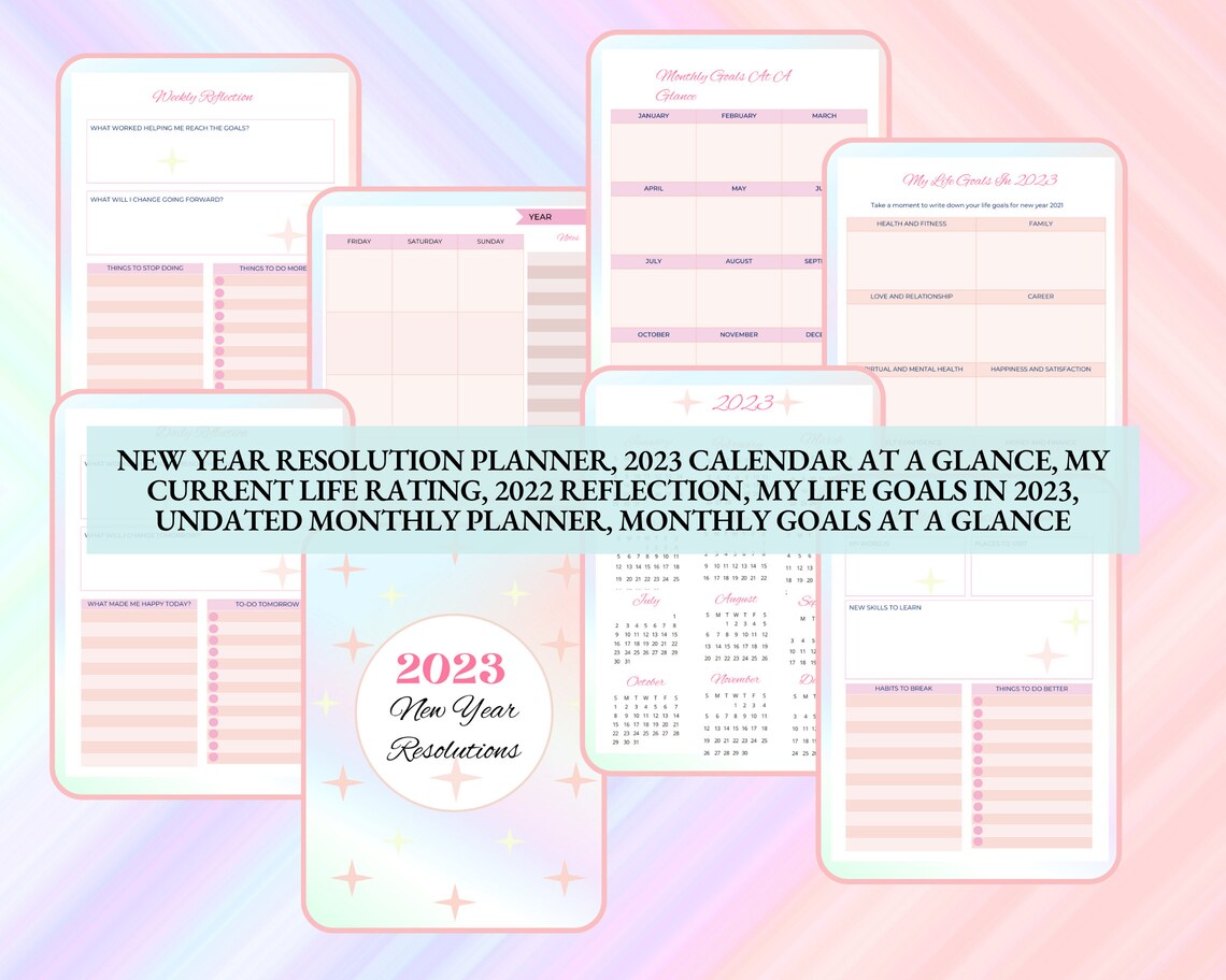 2023 New Year Resolutions Planner Template printable Plannerreflection ...