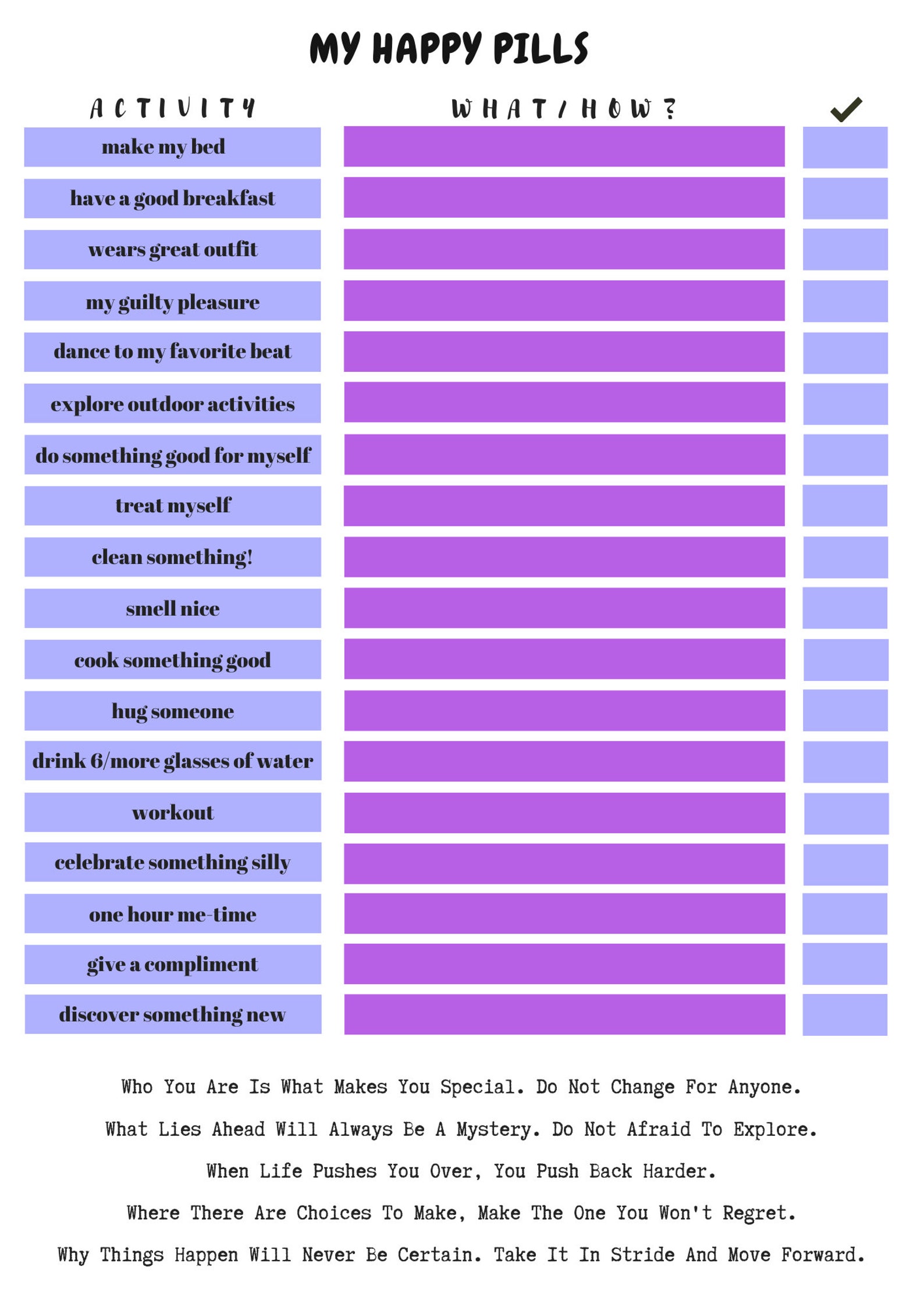 Self Care Planner Self Care Checklist To Do List Etsy