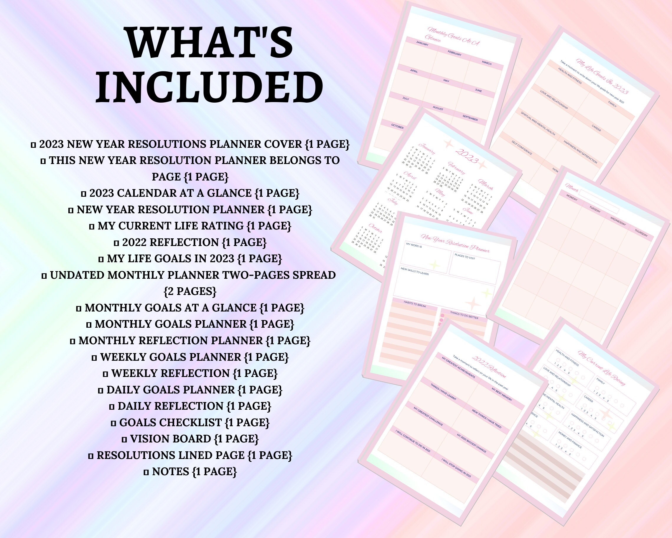 2023 New Year Resolutions Planner Template printable Plannerreflection ...