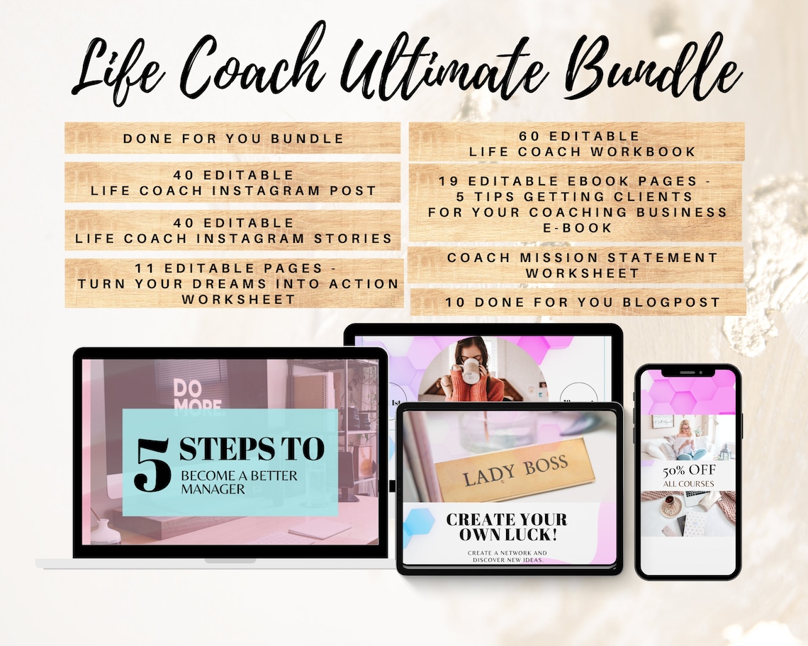 60 Life Coaching Workbook, Coaching Program Worksheet Course Creator ...