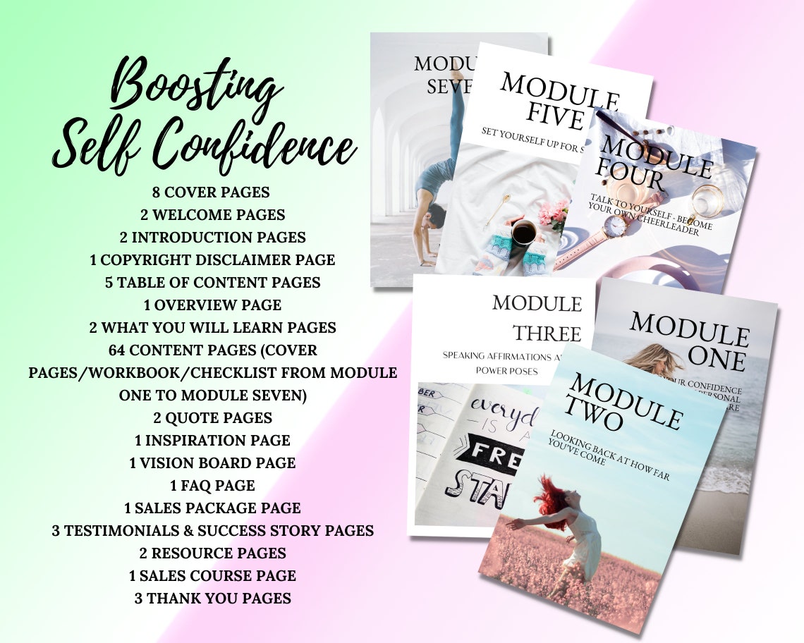 Boosting Self Confidence Workbook Life Coach Workbook - Etsy