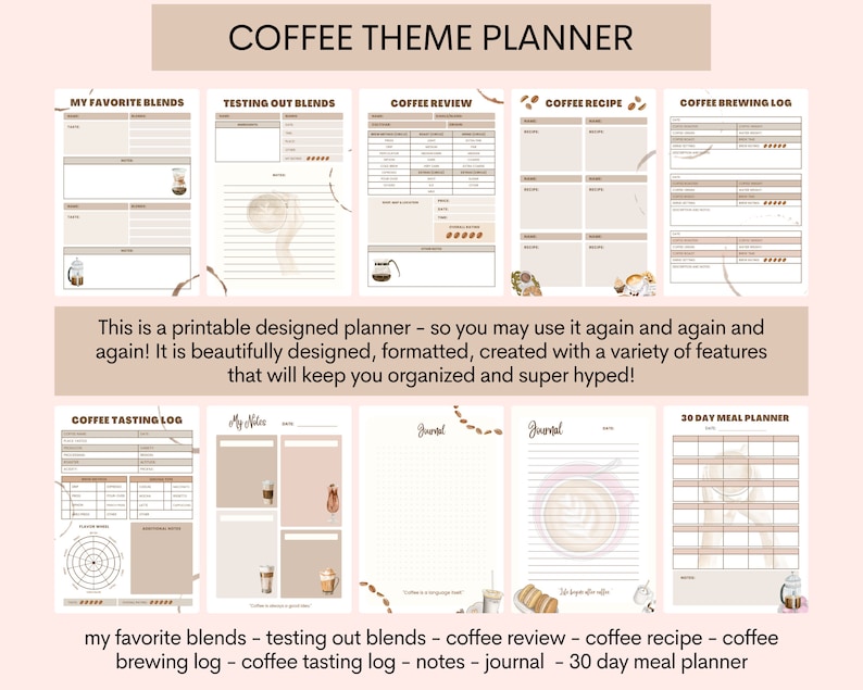 Coffee Theme Plannerprintables Planner Bundledaily Plannerweekly ...