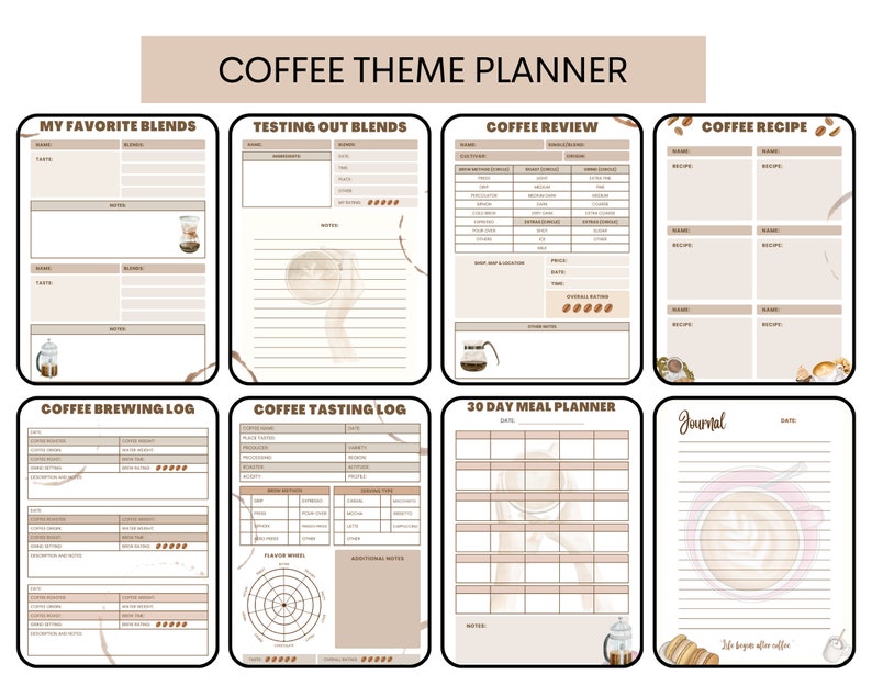 Coffee Theme Plannerprintables Planner Bundledaily Plannerweekly ...
