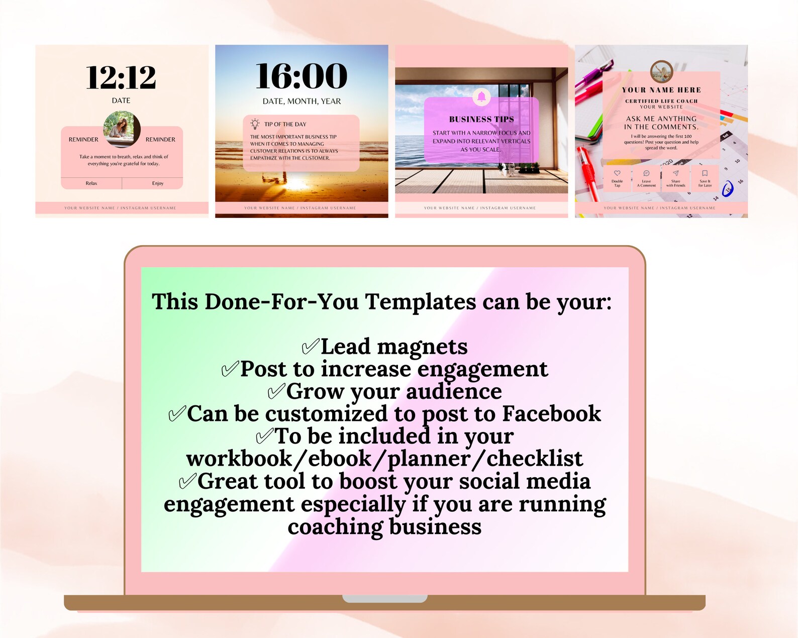 150 Coaching Template Social Media Post Template PLR Templatelead ...