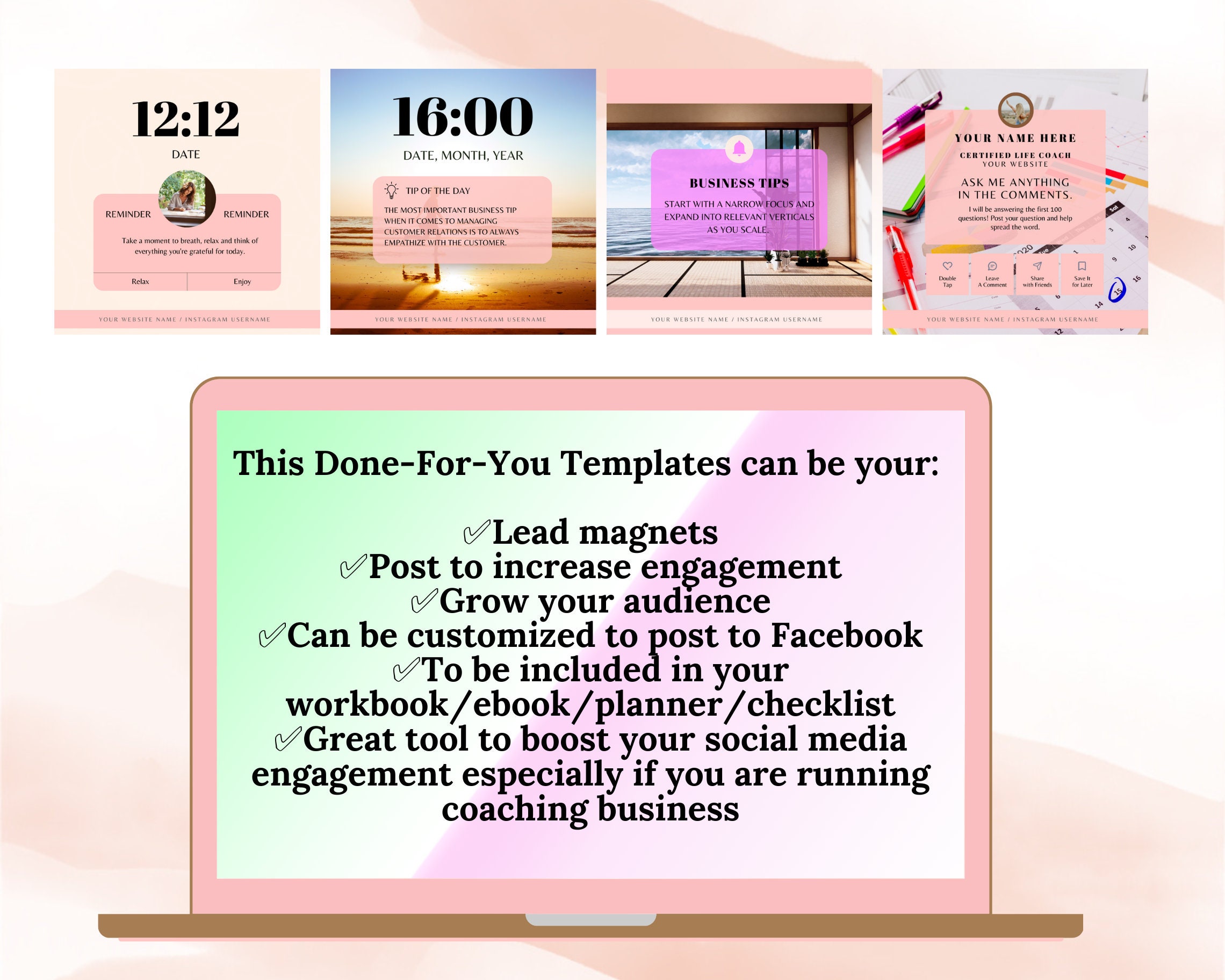 150 Coaching Template Social Media Post Template PLR Templatelead ...