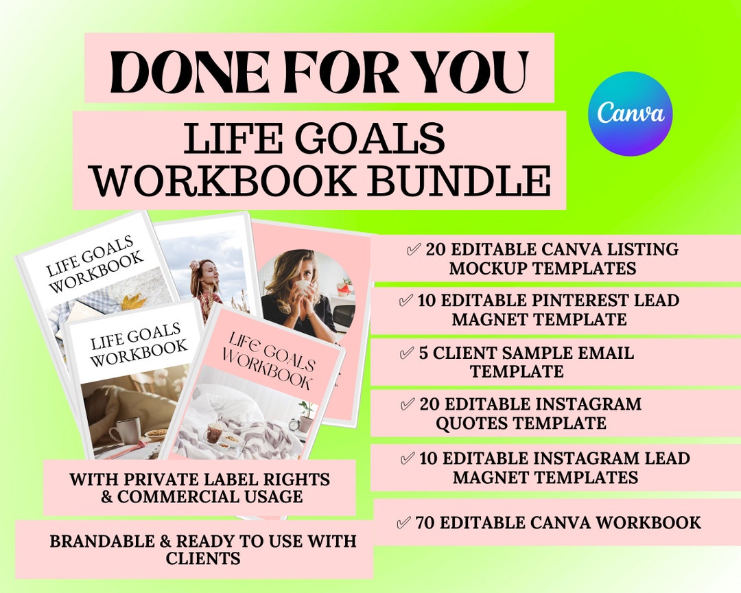 PLR Life Goals Workbook Bundlecanva Mockup Templates life Goals ...