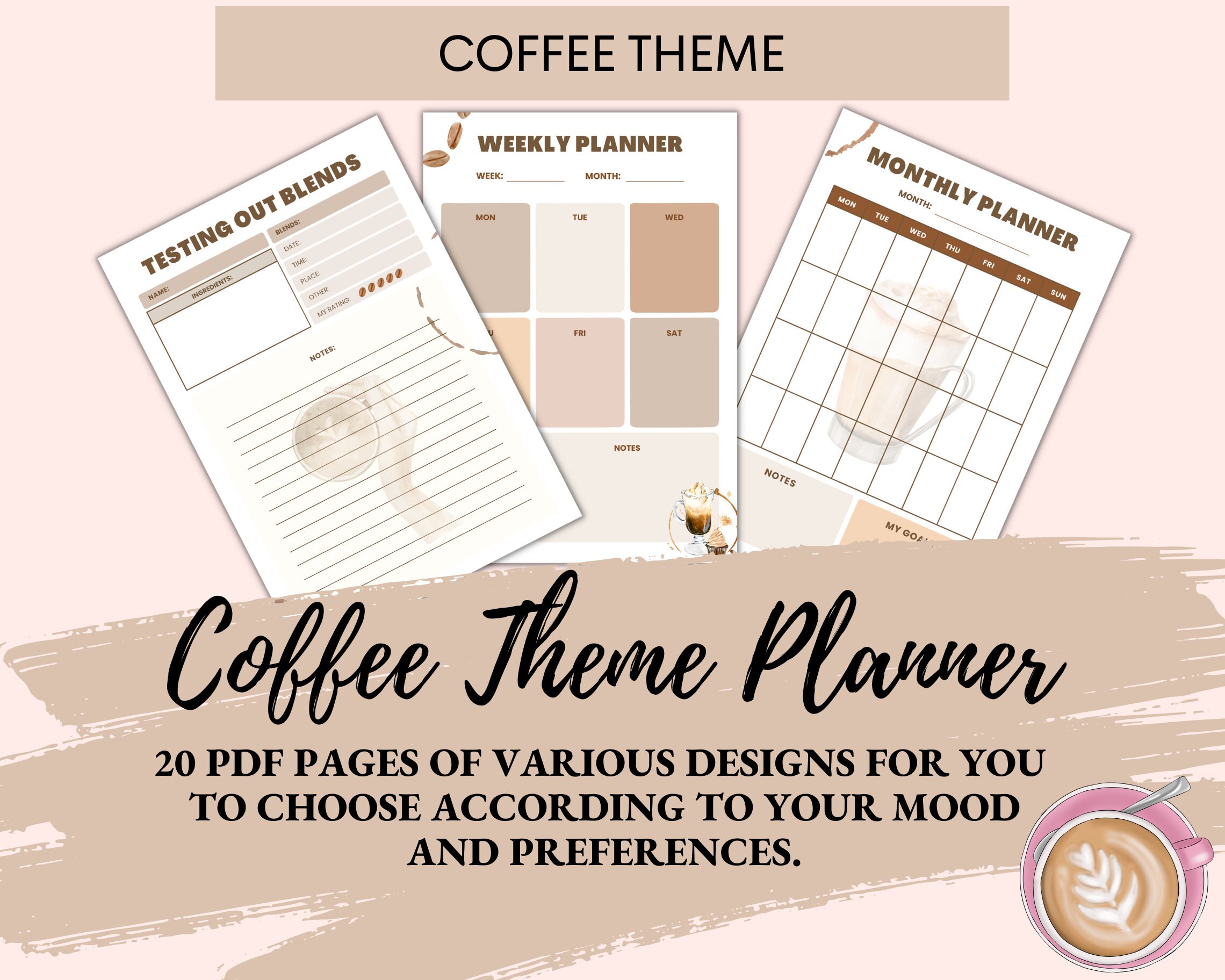Coffee Theme Plannerprintables Planner Bundledaily Plannerweekly ...