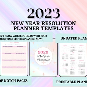 2023 New Year Resolutions Planner Template printable Plannerreflection ...