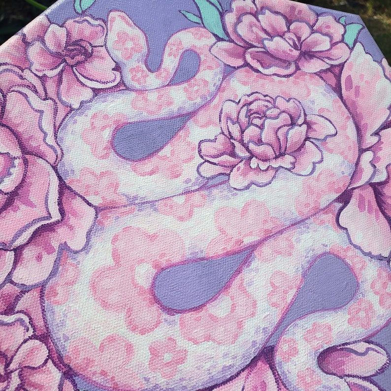 Original Acrylic Painting | Flower Power Pink and Purple Snake ...