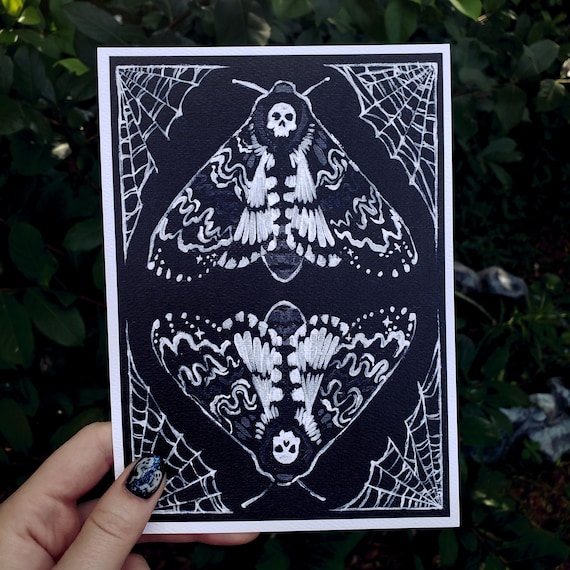 Omen 5 X 7 Art Print Deaths Head Moth Spider Web Surreal - Etsy