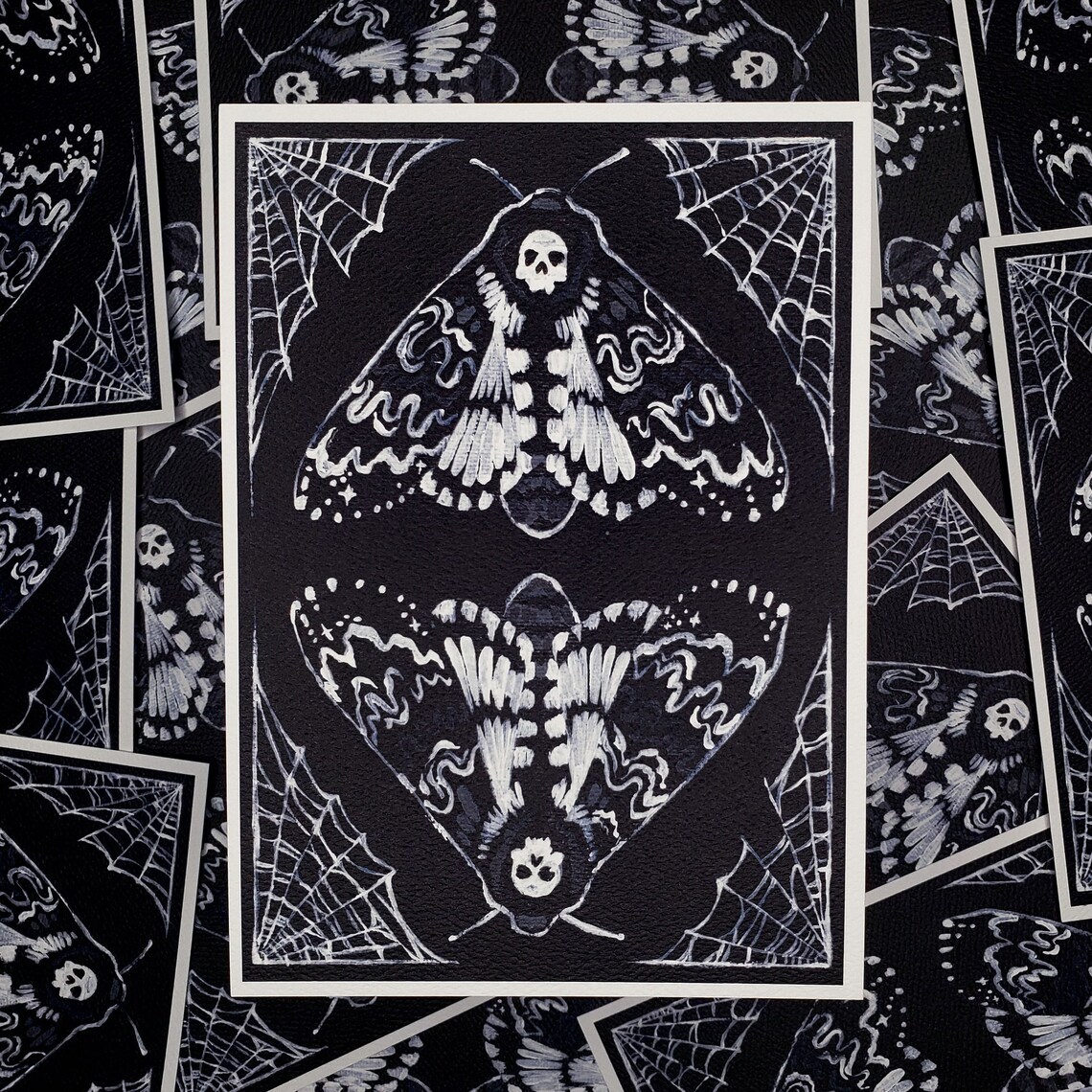 Omen 5 X 7 Art Print Deaths Head Moth Spider Web Surreal - Etsy