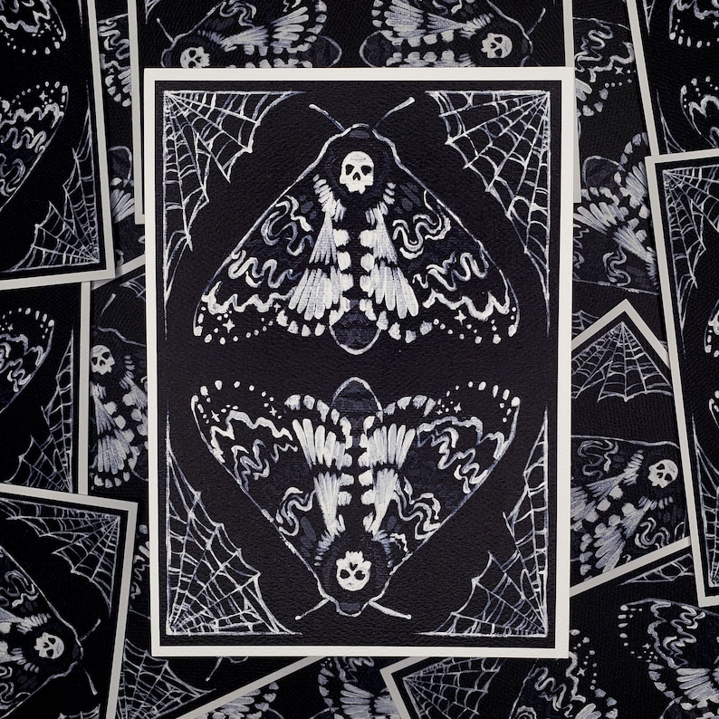 Omen | 5 X 7 Art Print | Deaths Head Moth Spider Web Surreal Gothic ...