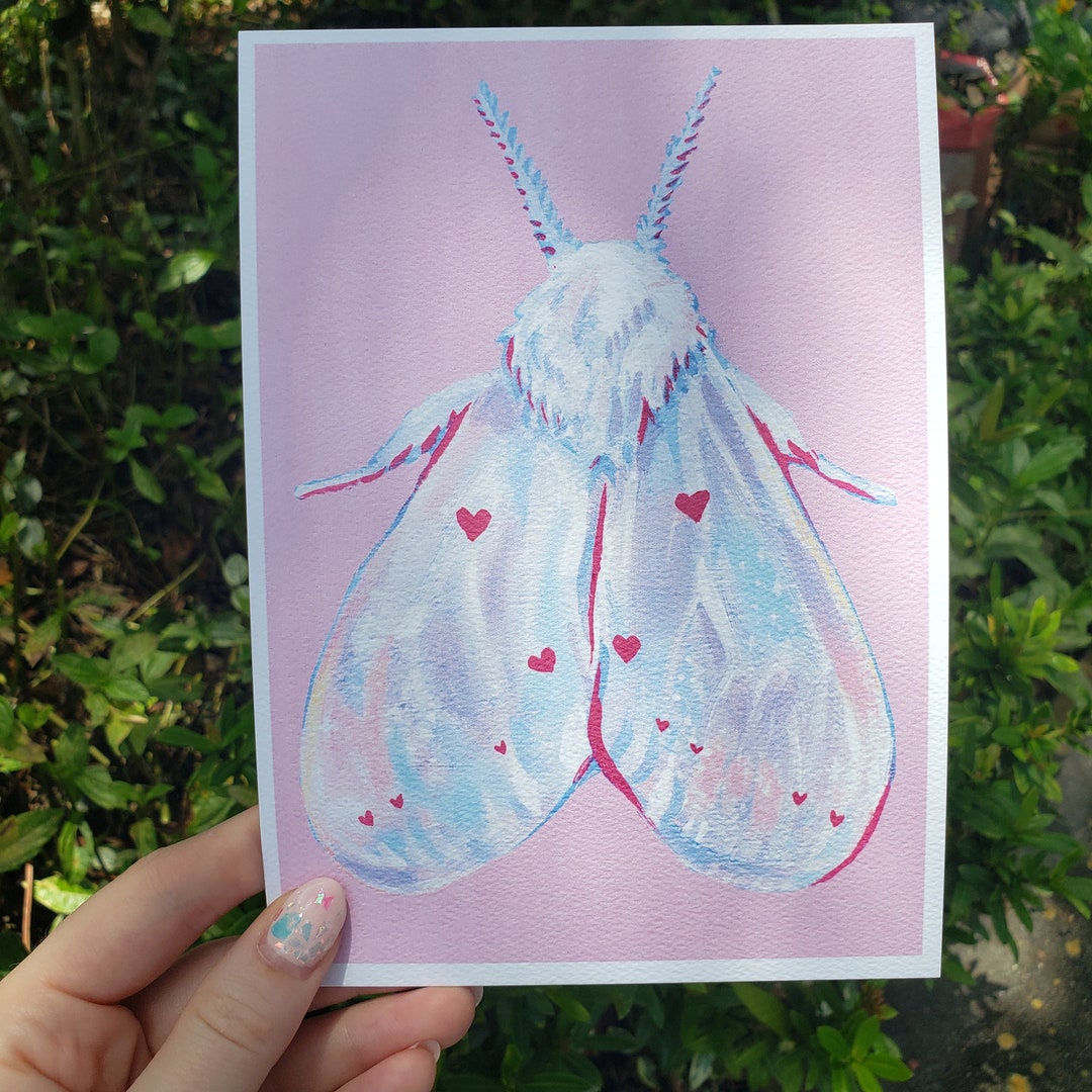 Iridescent Heart Moth 5x7 Art Print Rainbow Love Moth - Etsy