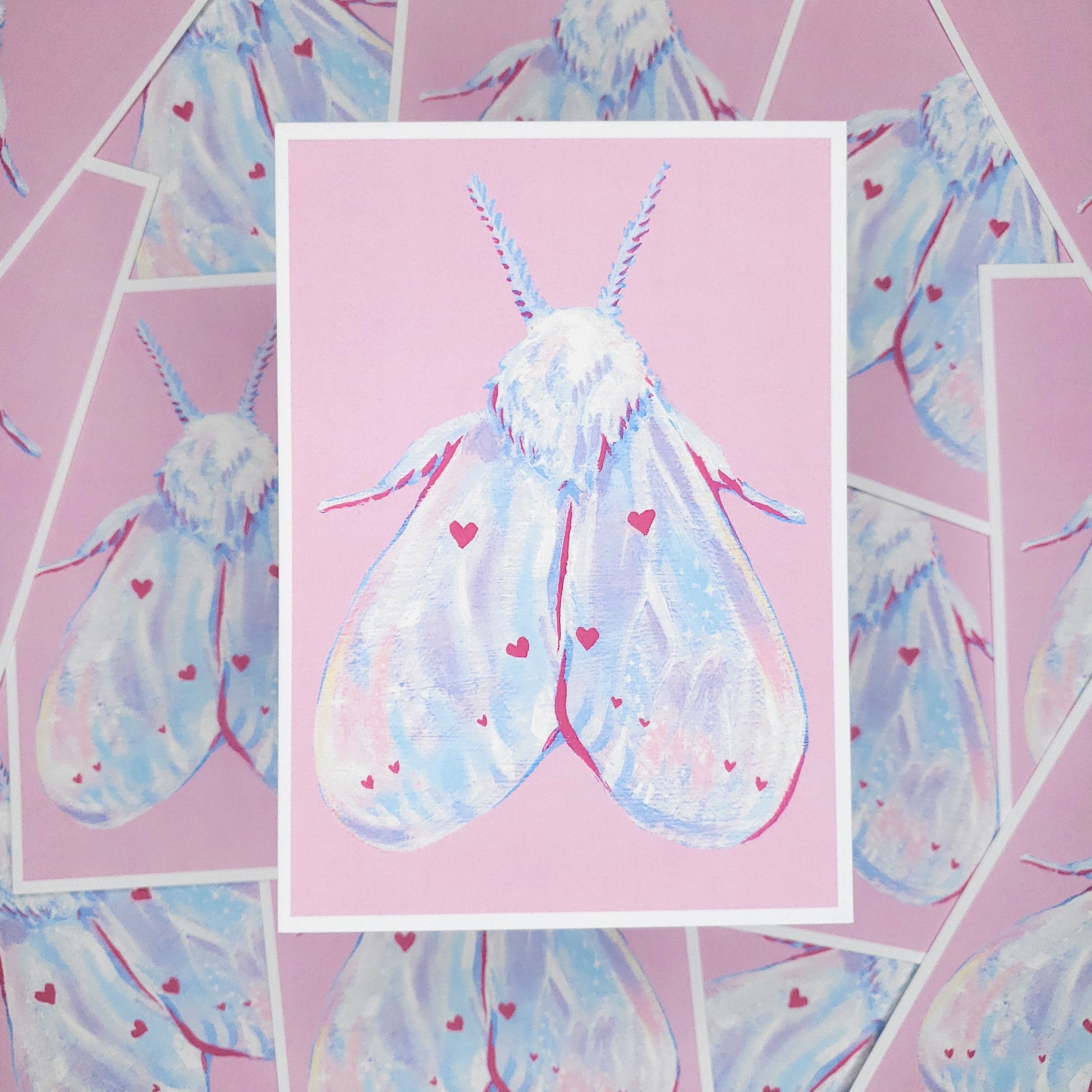 Iridescent Heart Moth 5x7 Art Print Rainbow Love Moth - Etsy