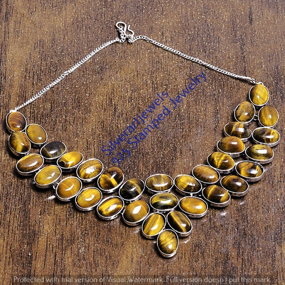 Tiger Eye Necklace Gemstone Jewelry Necklace 925 Sterling | Etsy