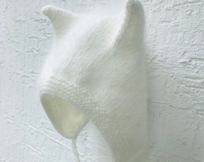 Cat Ears Baby Hat Photo Prop Outfit Angora Baby Hat Baby Photo Hat Cat ...