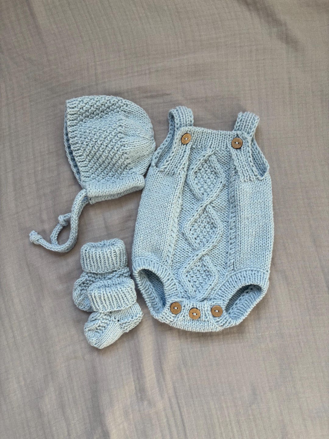 Knitted Baby Romper Set: Cotton Blend Newborn Outfit - Etsy