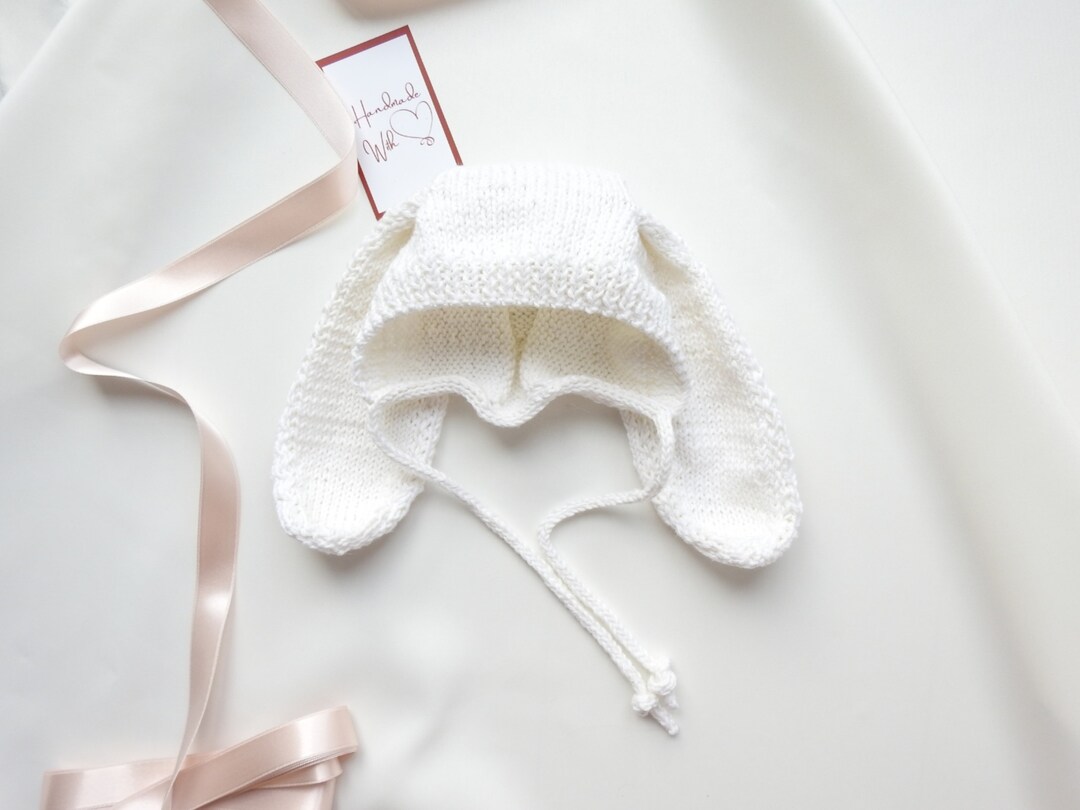 Handmade Organic Cotton Knit Baby Bonnet: Bunny Ears Photo Prop - Etsy