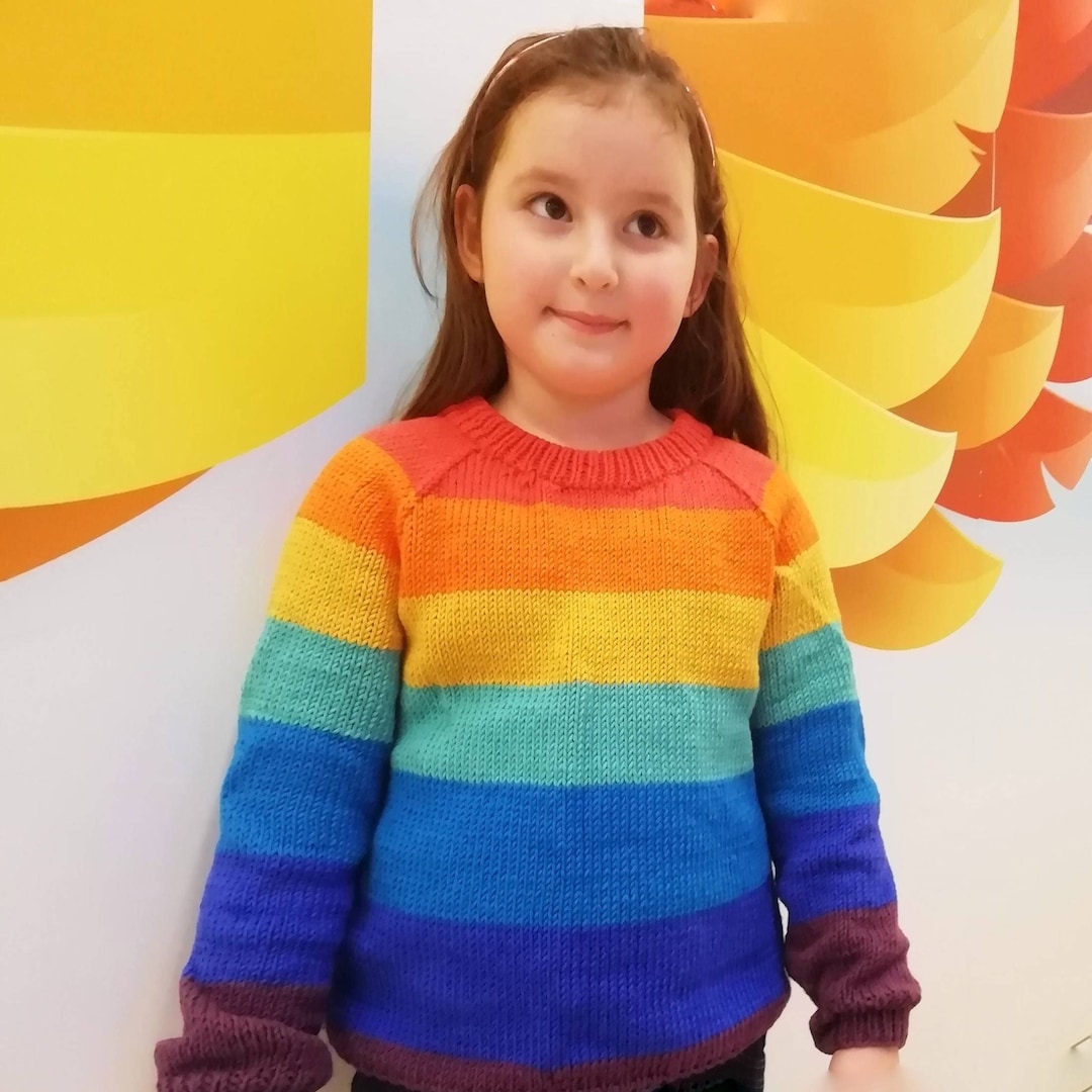 Knitted Rainbow Sweater: Custom Cotton Kids Jumper - Etsy