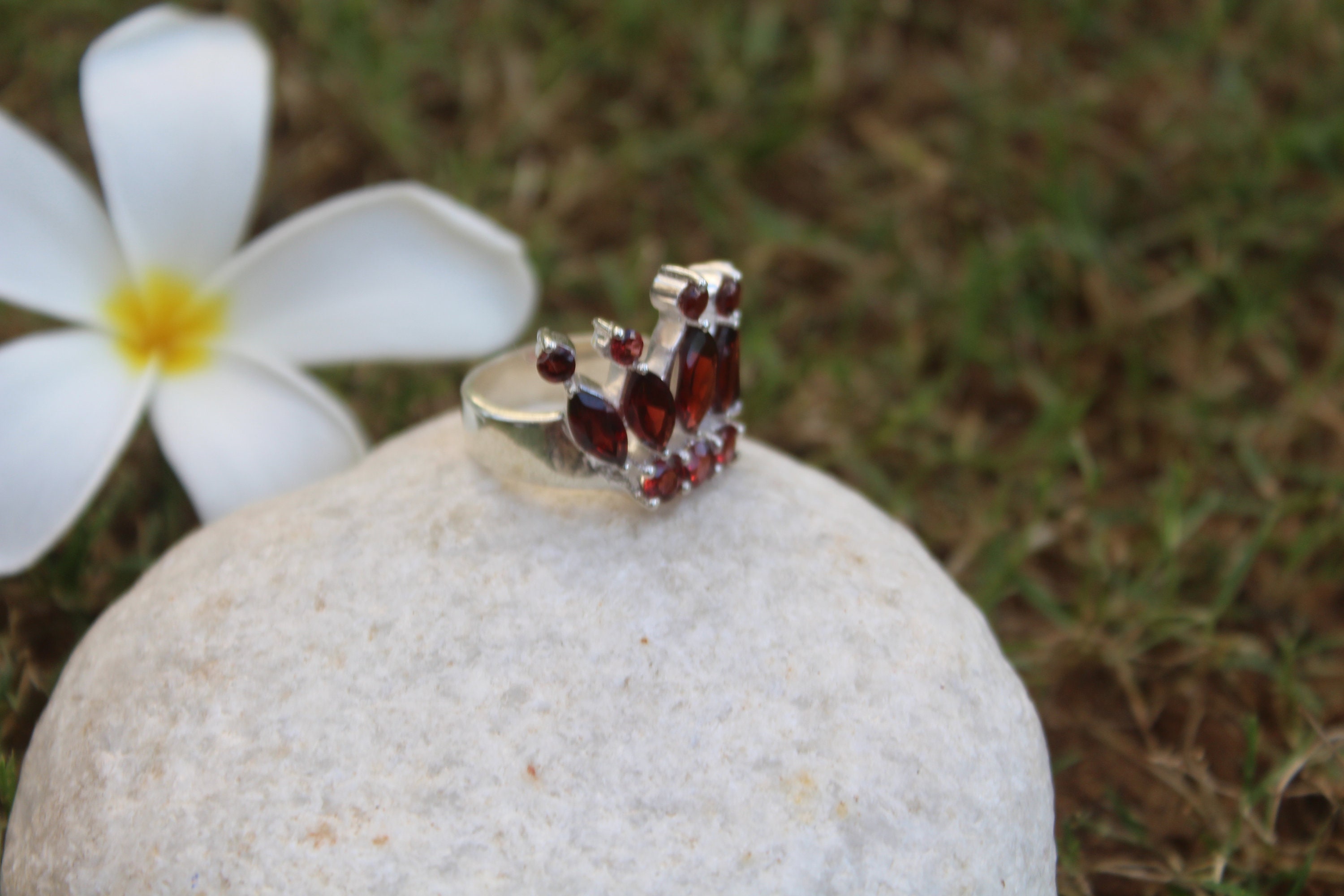 Garnet Crown Ring Garnet Queen Crown Ring January - Etsy