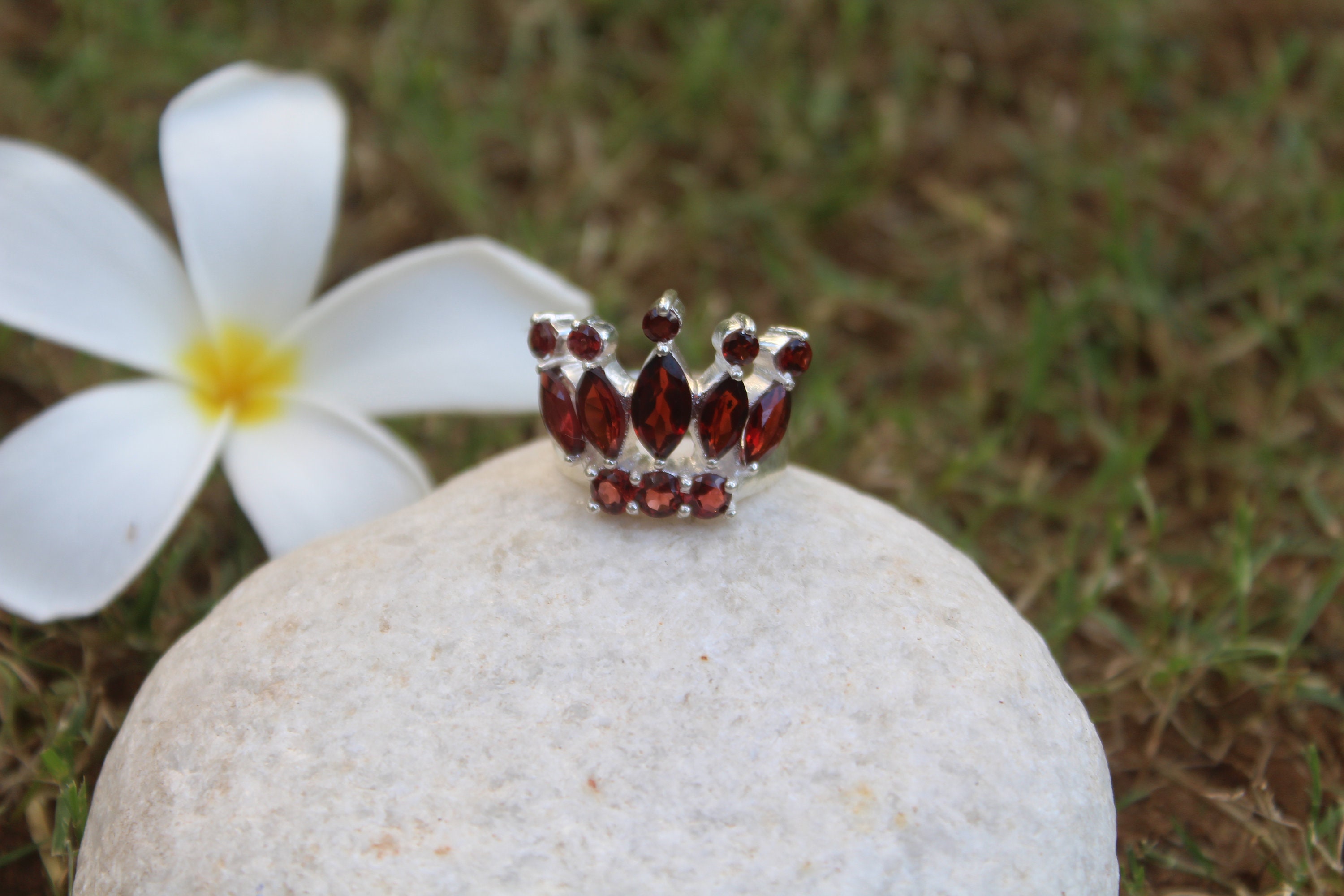 Garnet Crown Ring Garnet Queen Crown Ring January - Etsy