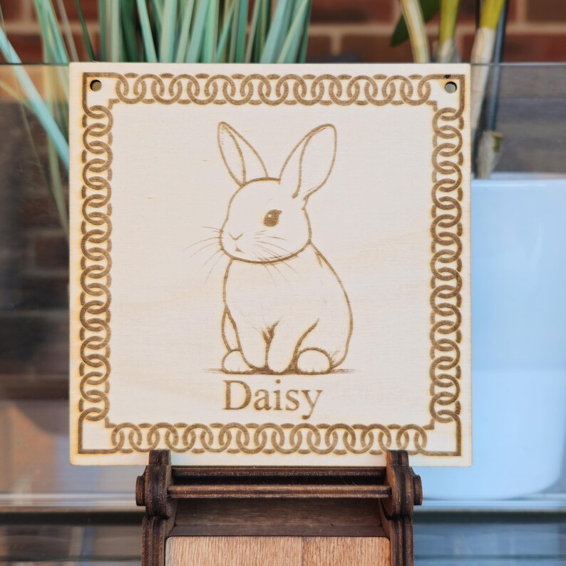 Personalized Bunny Name Plate Custom Engraved Wooden Rabbit Sign With ...
