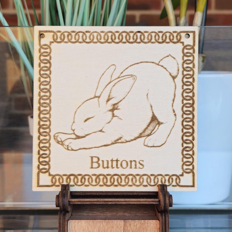 Personalized Bunny Name Plate Custom Engraved Wooden Rabbit Sign With ...
