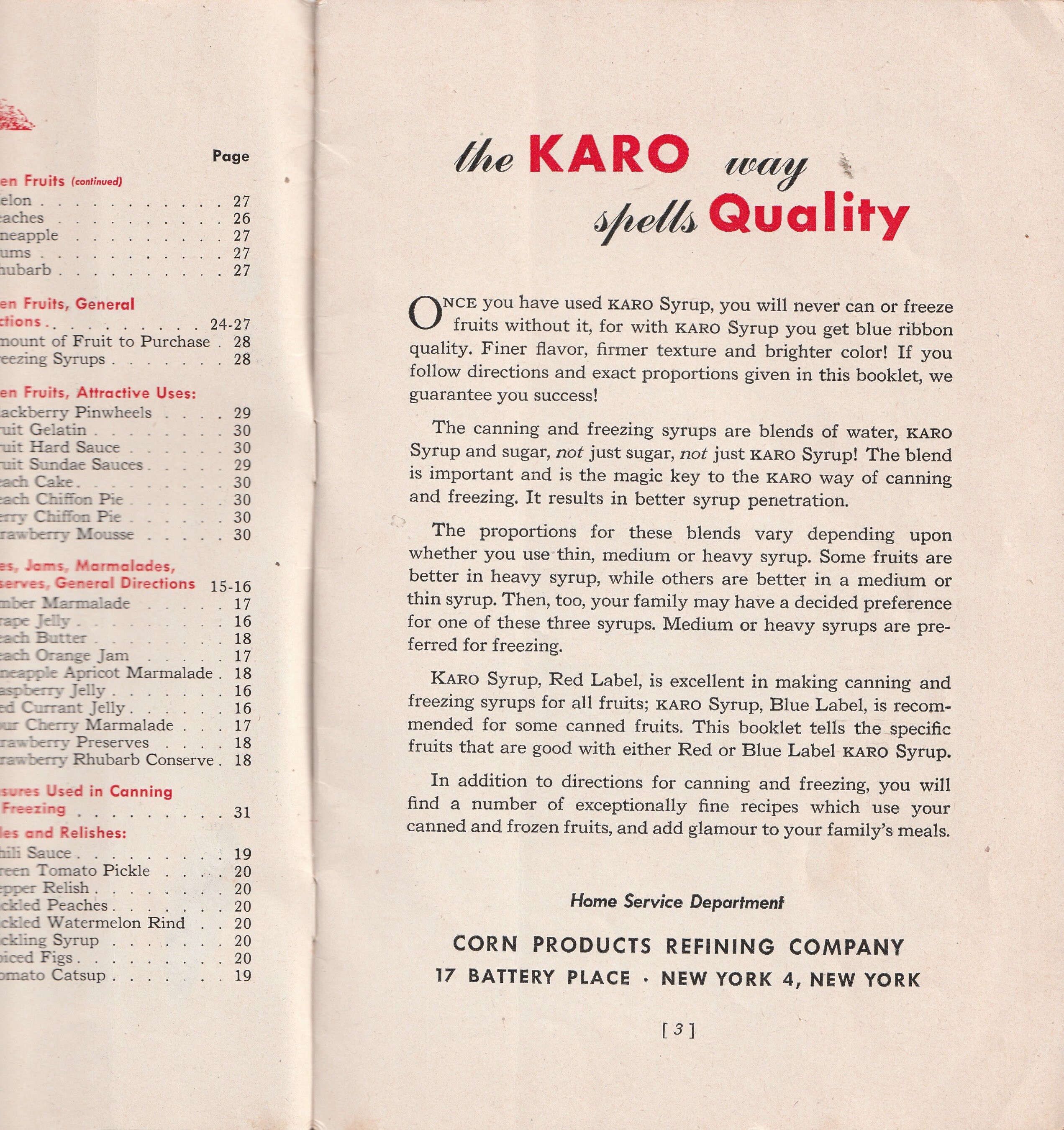 Finer Canned & Frozen Fruits in Karo Syrup Recipes for - Etsy