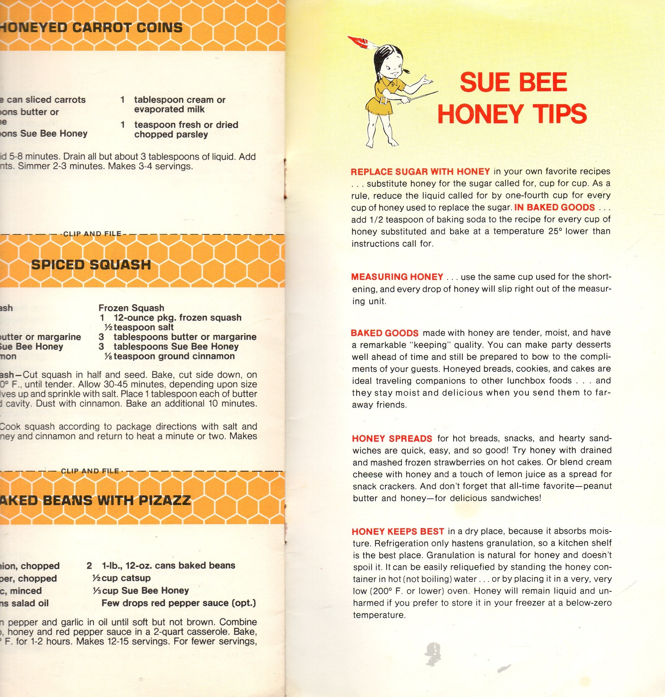 Sue Bee Honey Recipes Cooking Pamphlet Pecan Rolls Date Bran Muffins ...