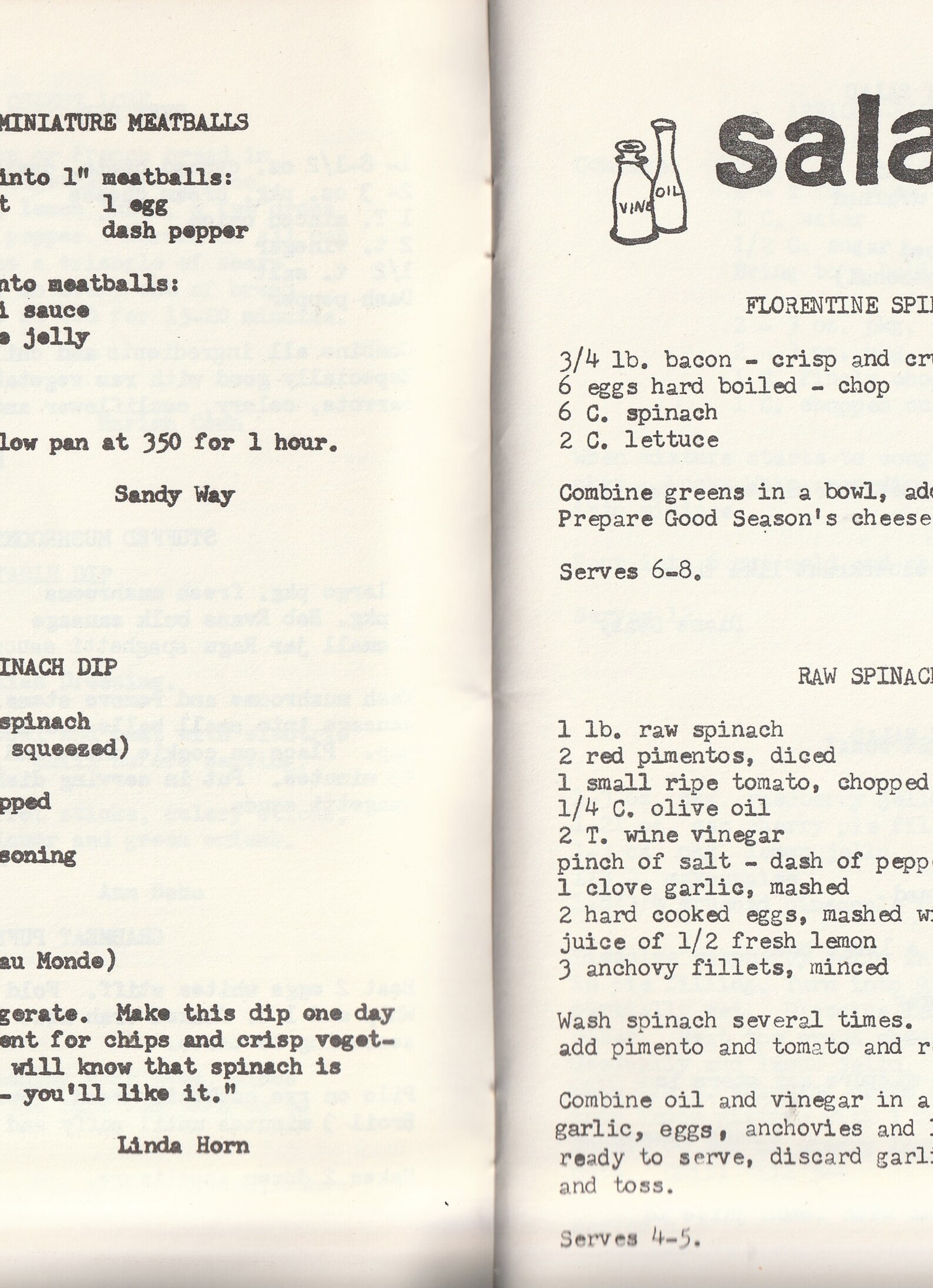 Homespun Cookery Avon Lake Ohio Junior Women's Club Appetizers Salads ...